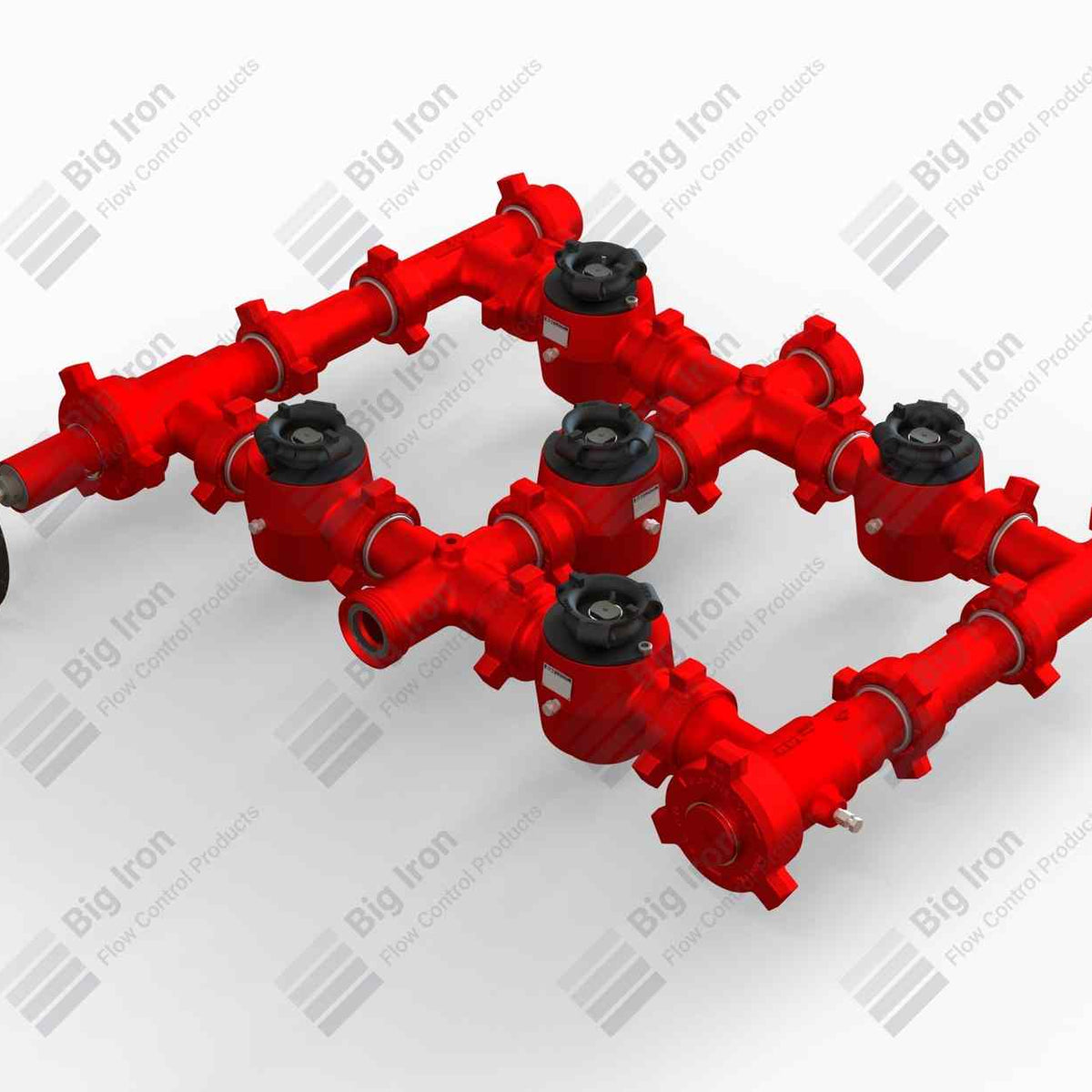 Choke Manifold, 3” 602, 5x Manual Plug Valve, 1x Adj, 1x Pos, 6000 psi – Big Iron Flow Control ...