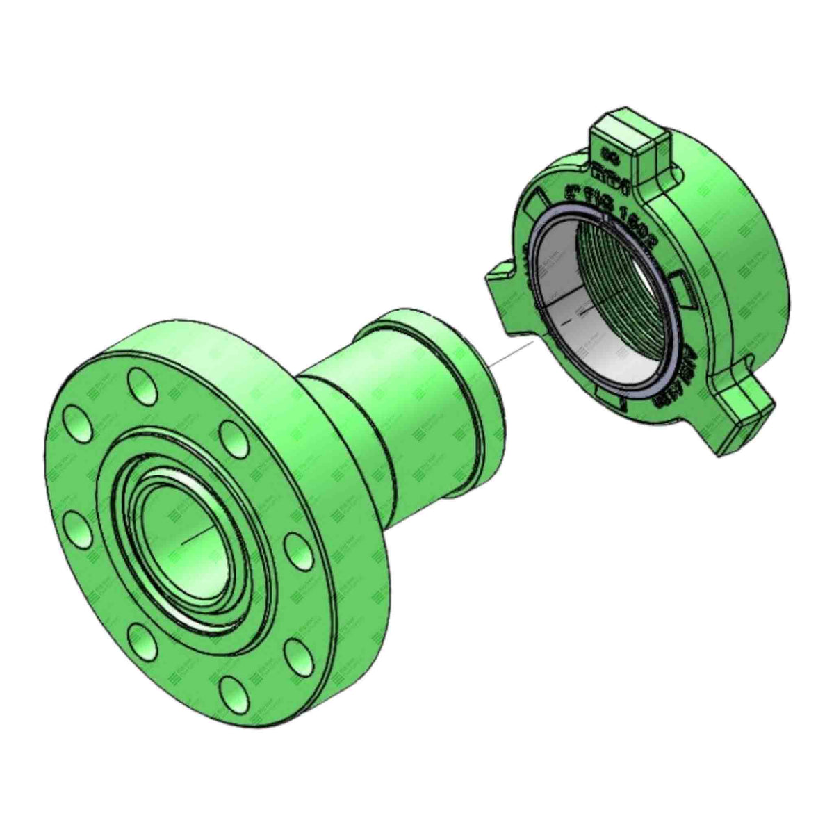 Flange Adapter 4-1/16" 10K X 4" Fig 1502 Male DET Integral 10,000 Psi ...