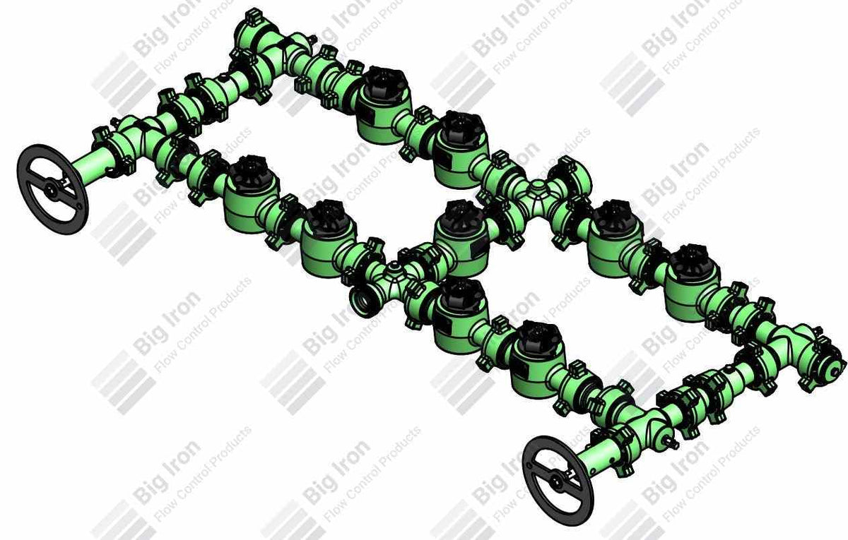 Choke Manifold, 2” 1502, 9x Manual Plug Valve, 2x Adj, 2x Pos, 10000 p ...