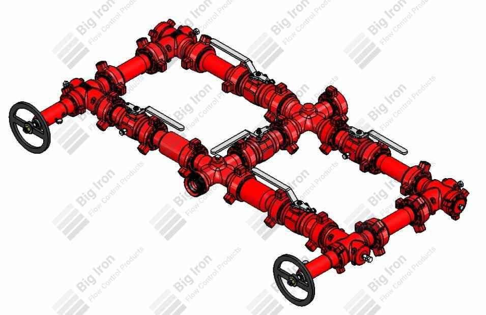 Choke Manifold, 2” 602, 5x Manual Ball Valve, 2x Adj, 2x Pos, 6000 psi ...